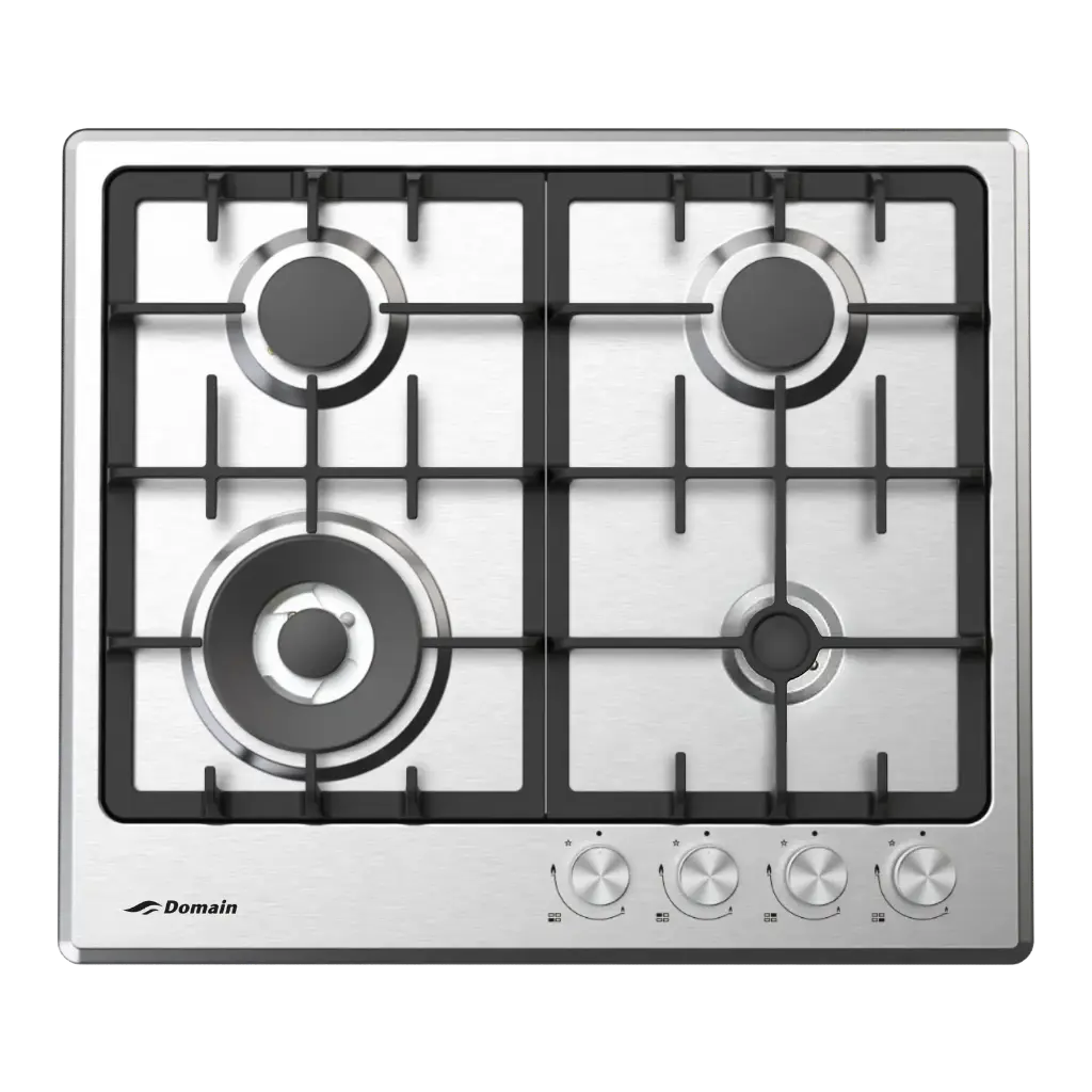 Domain 60cm Stainless Steel Gas Cooktop with Wok Burner | Abreeza Group